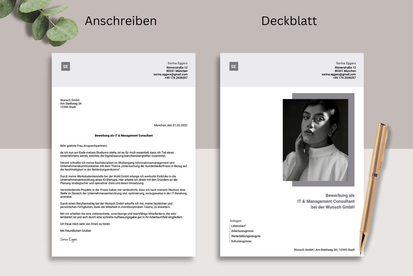 Application Template German Template CV 2x Cover Letter - Etsy