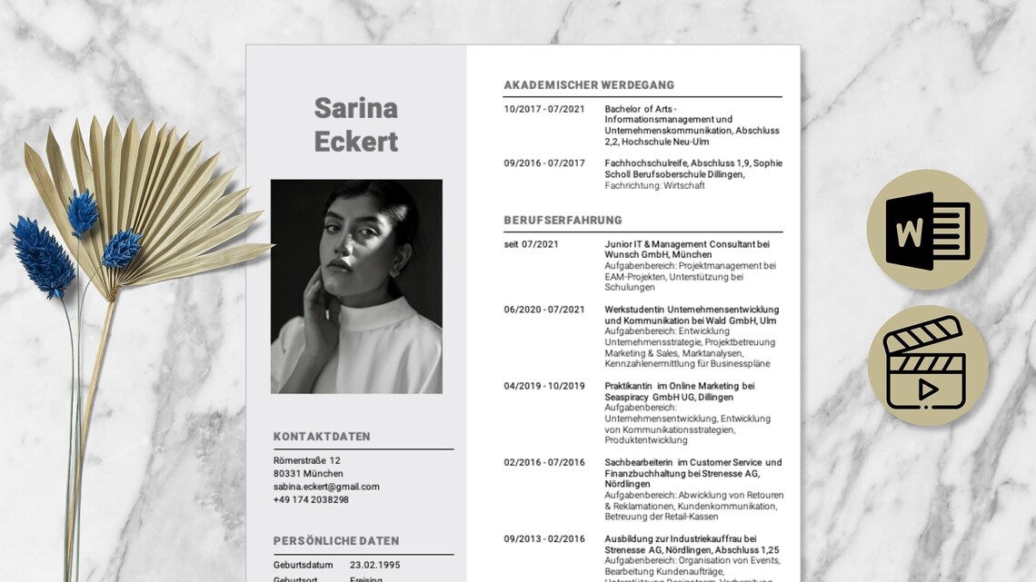 Application Template German Template CV Cover Letter Cover - Etsy