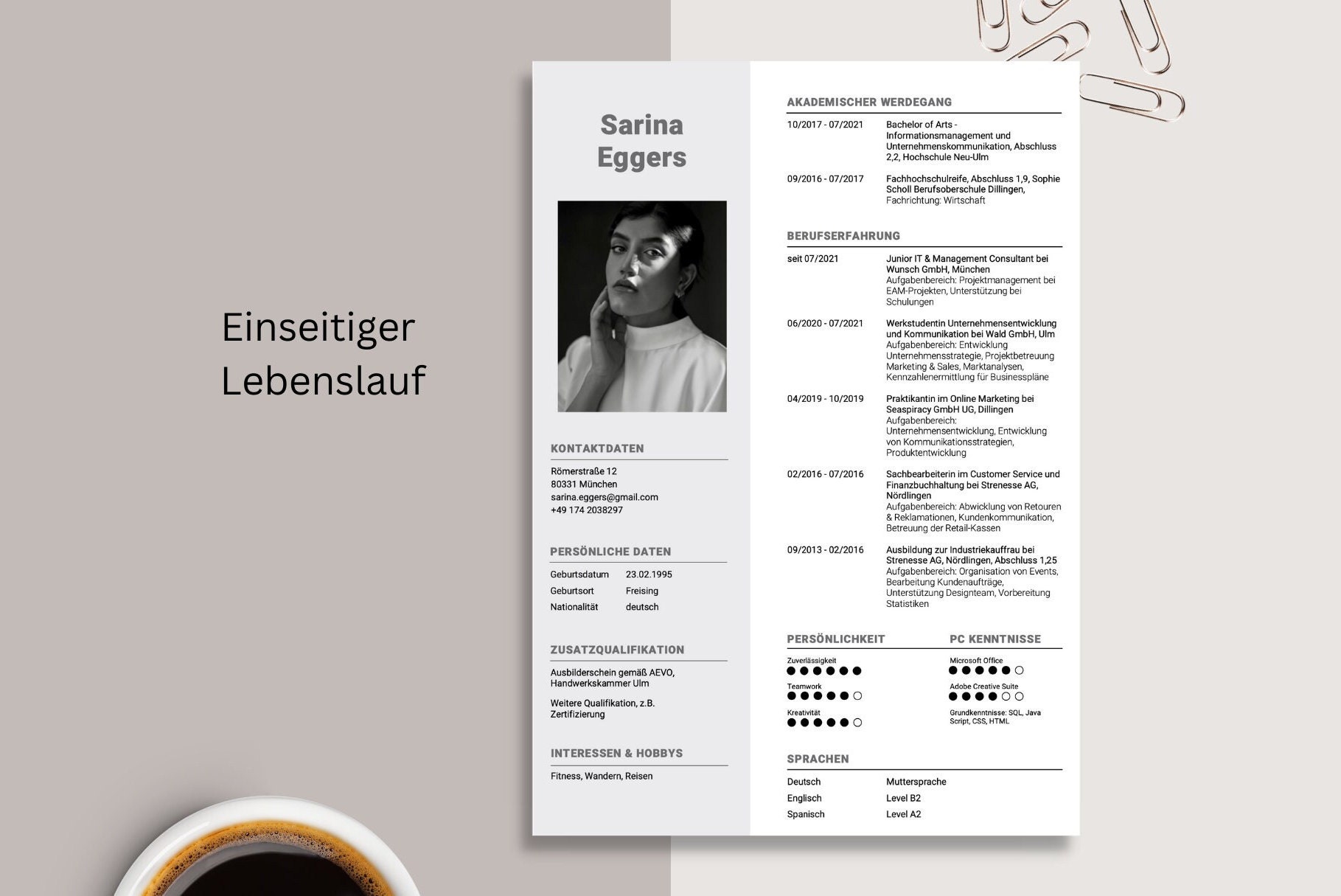 Application Template German Template CV 2x Cover Letter - Etsy