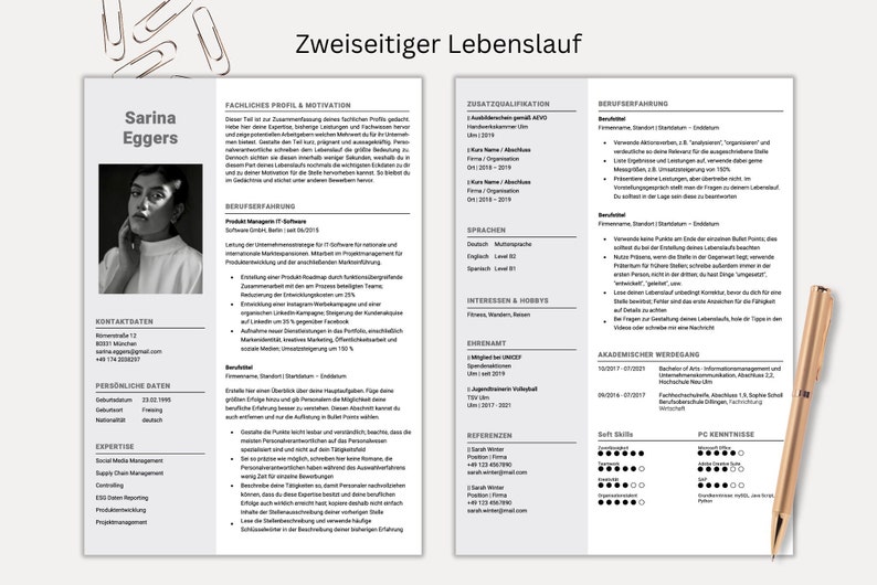 Application Template German | Template CV 2x, Cover Letter, Cover Sheet ...