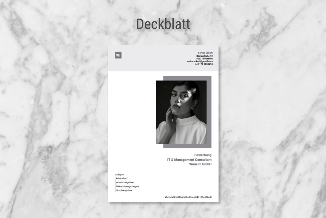 Application Template German Template CV Cover Letter Cover - Etsy