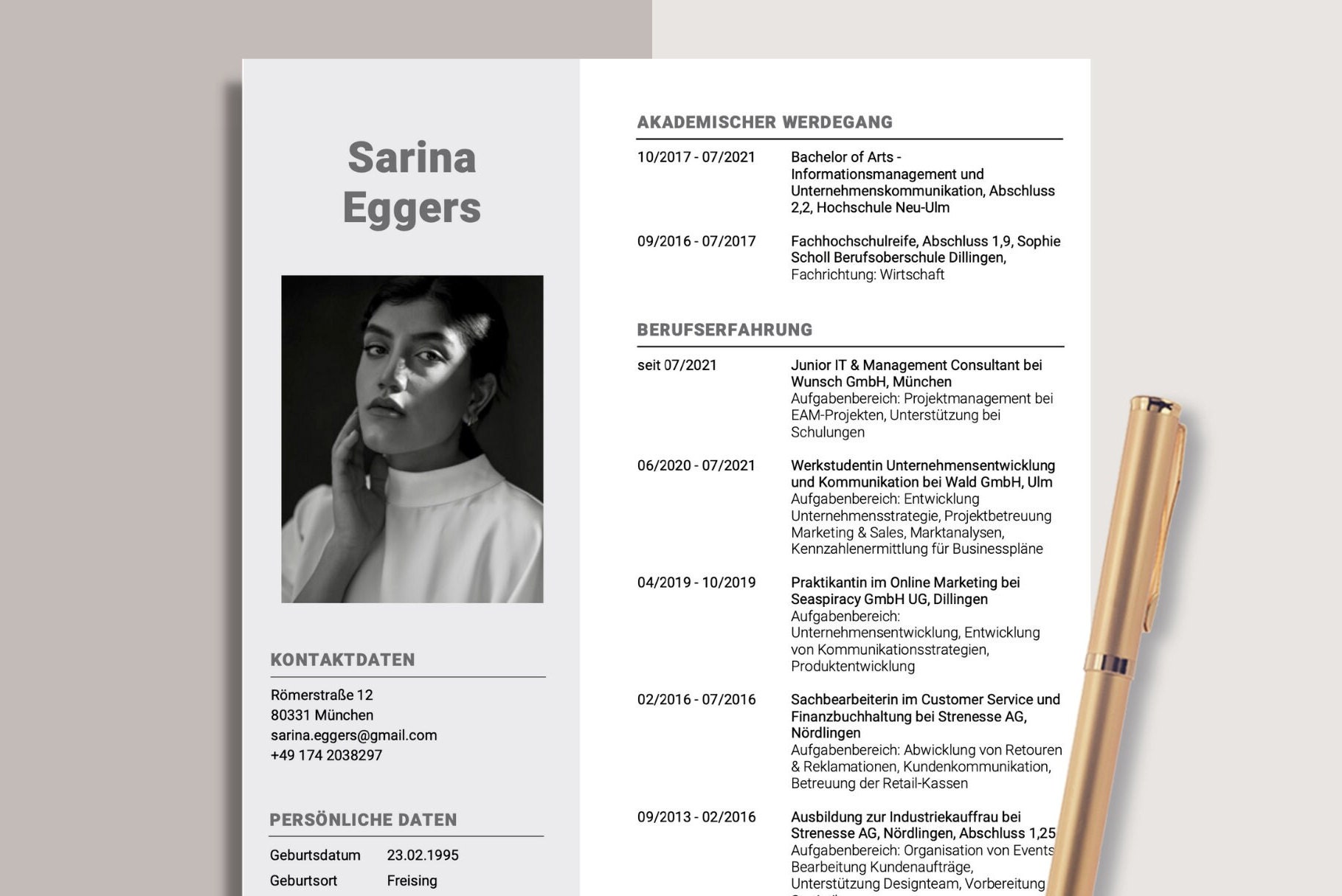 Application Template German Template CV 2x Cover Letter - Etsy