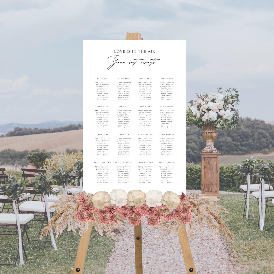Modern Wedding Seating Chart Template | Minimalist | Classic Wedding ...