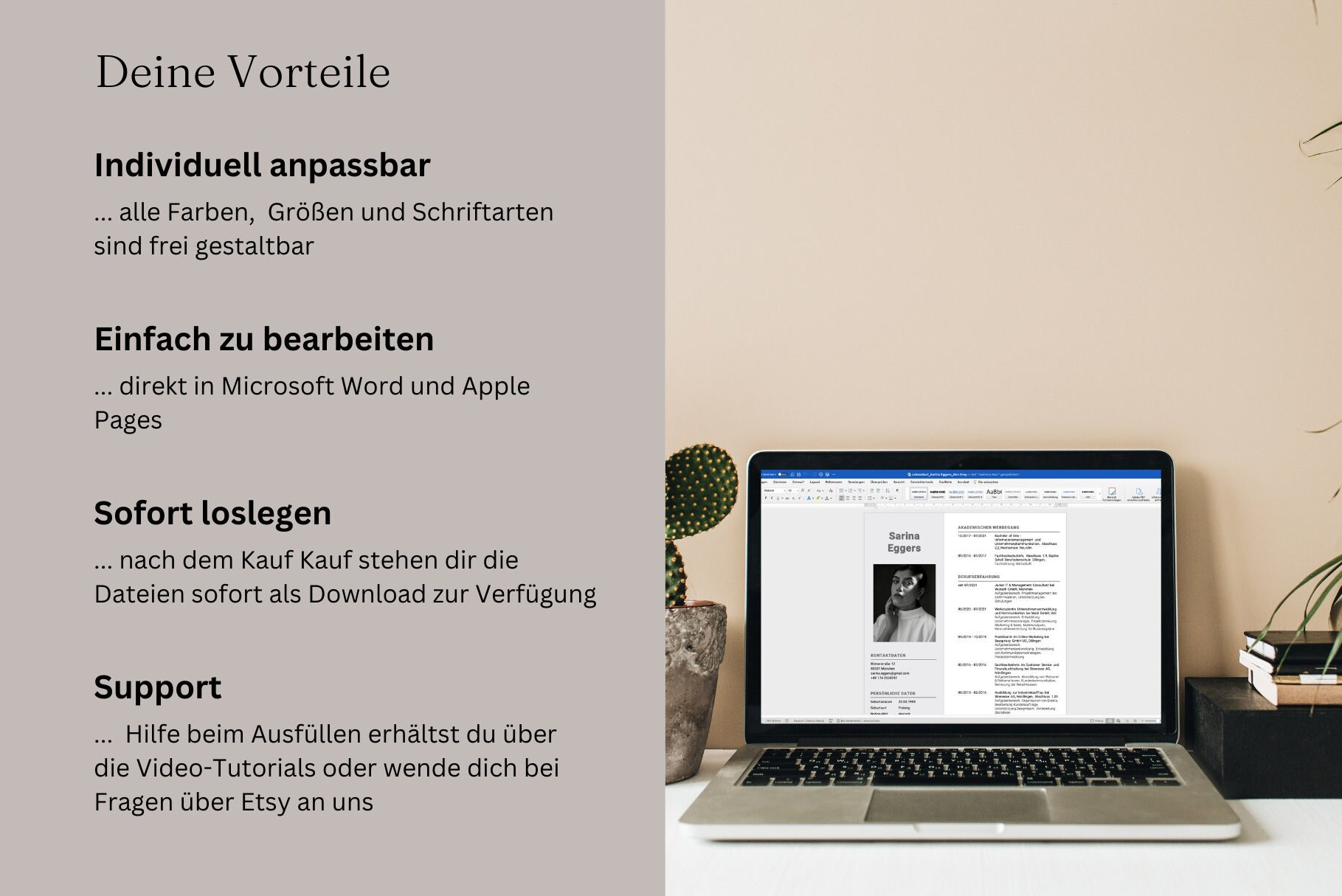 Application Template German Template CV 2x Cover Letter - Etsy