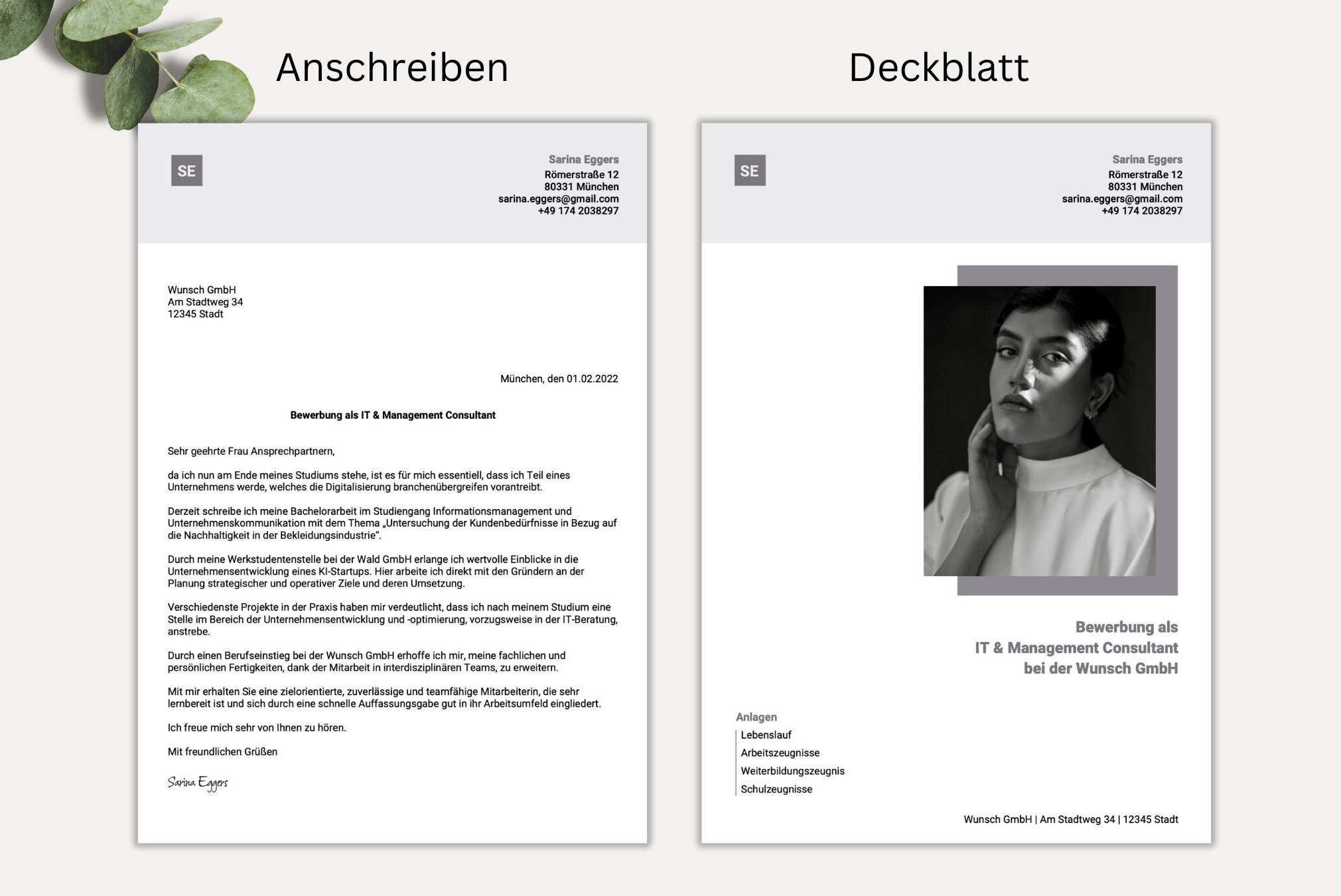 Application Template German Template CV 2x, Cover Letter, Cover Sheet ...