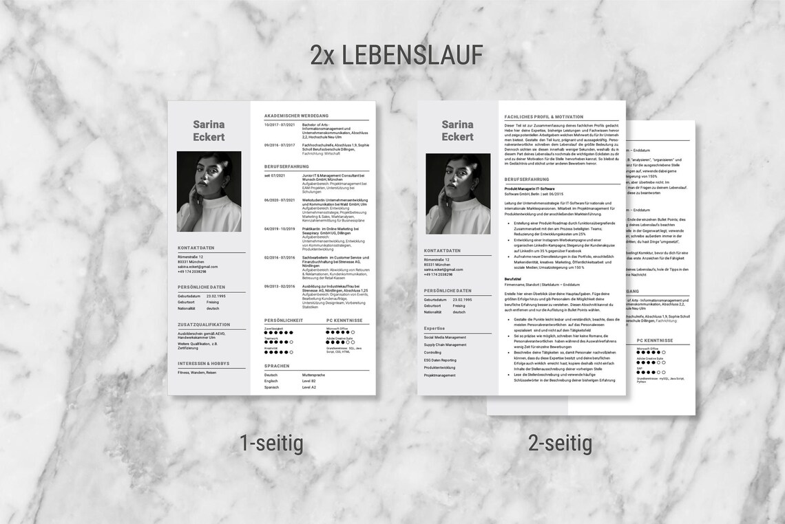 Application Template German Template CV Cover Letter Cover - Etsy