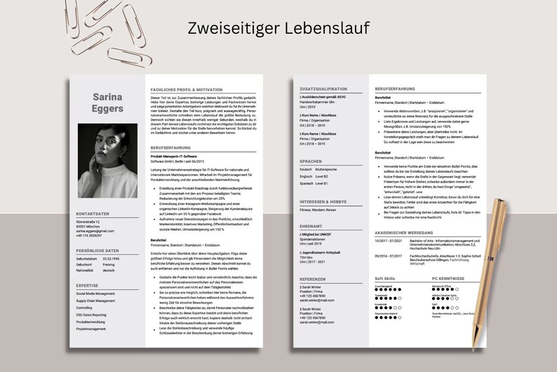 Application Template German Template CV 2x Cover Letter - Etsy