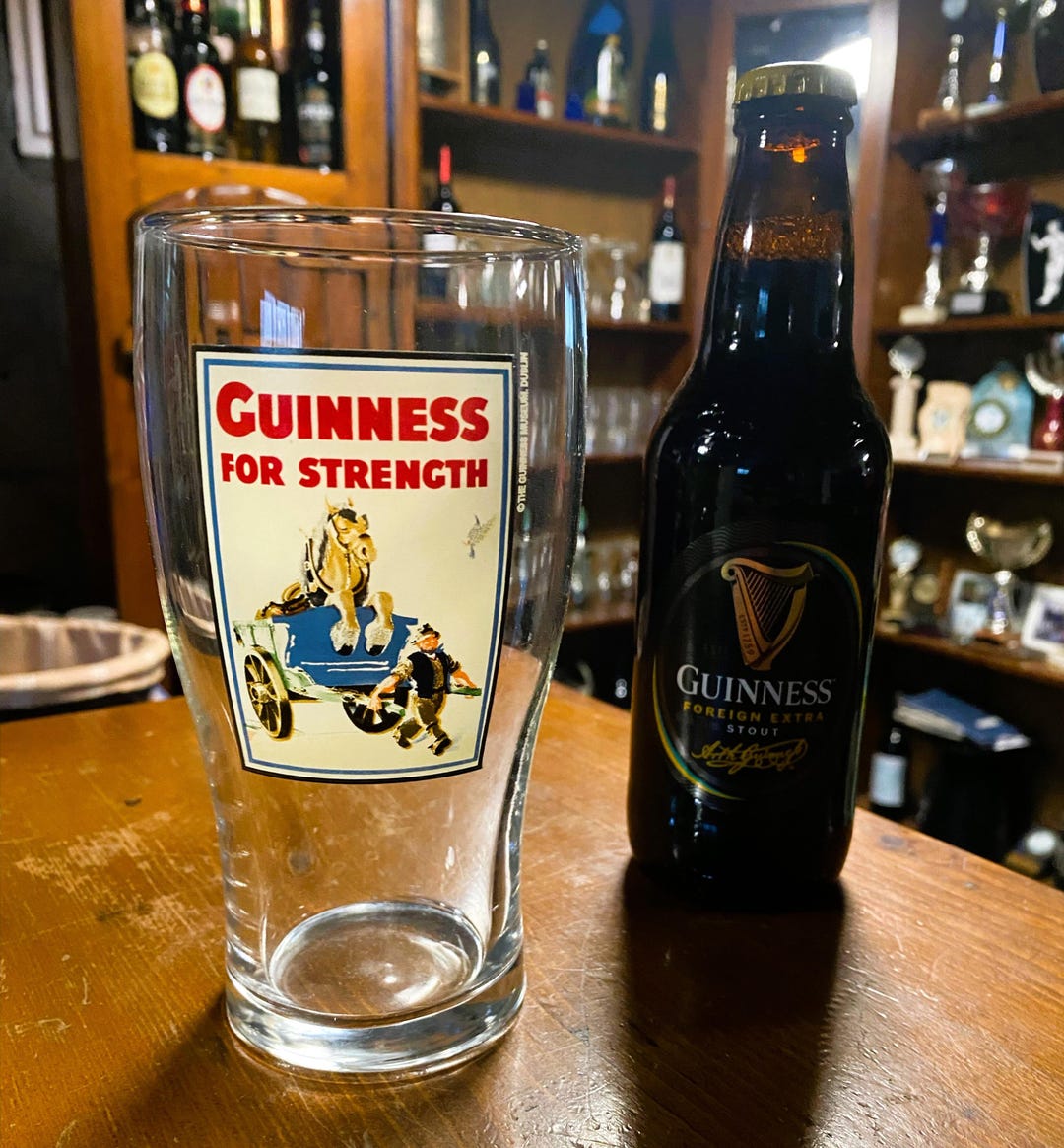 Guinness Pint Glass ' Guinness for Strength' Vintage 1990s. Man's Cave ...