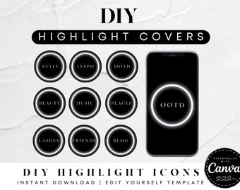 DIY Gold Neon Instagram Highlight Cover Template, Story Highlight Icons ...