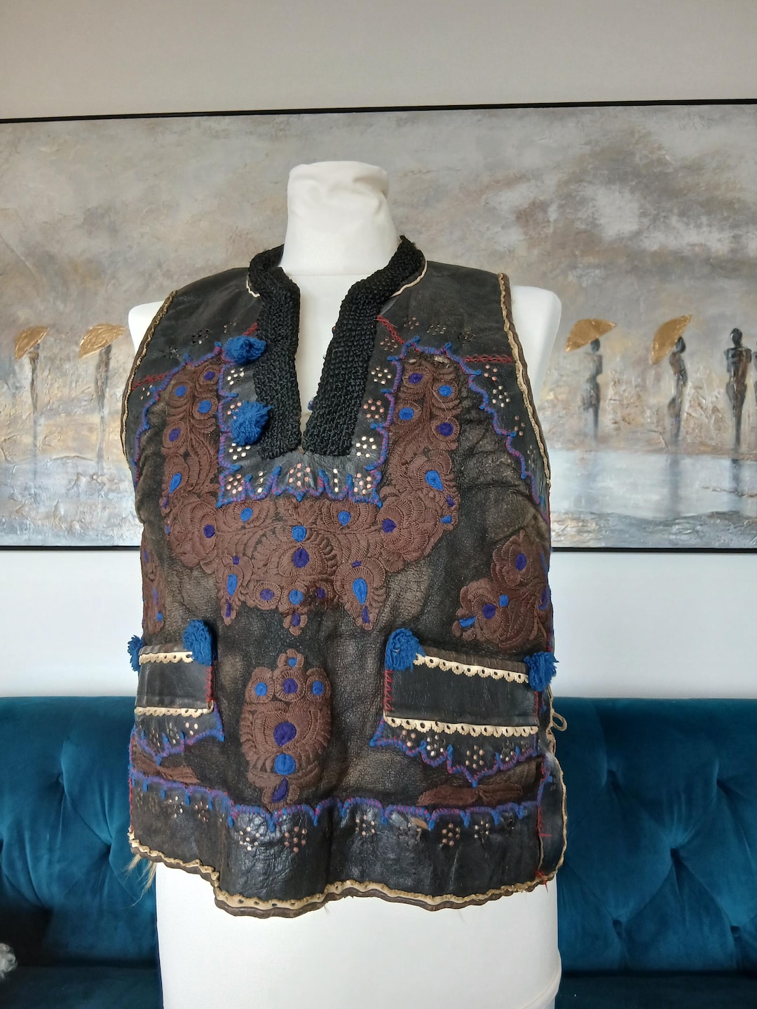 Traditional Vest Antique Romanian Vest Fur Vest Lamb Vest Embroidery ...