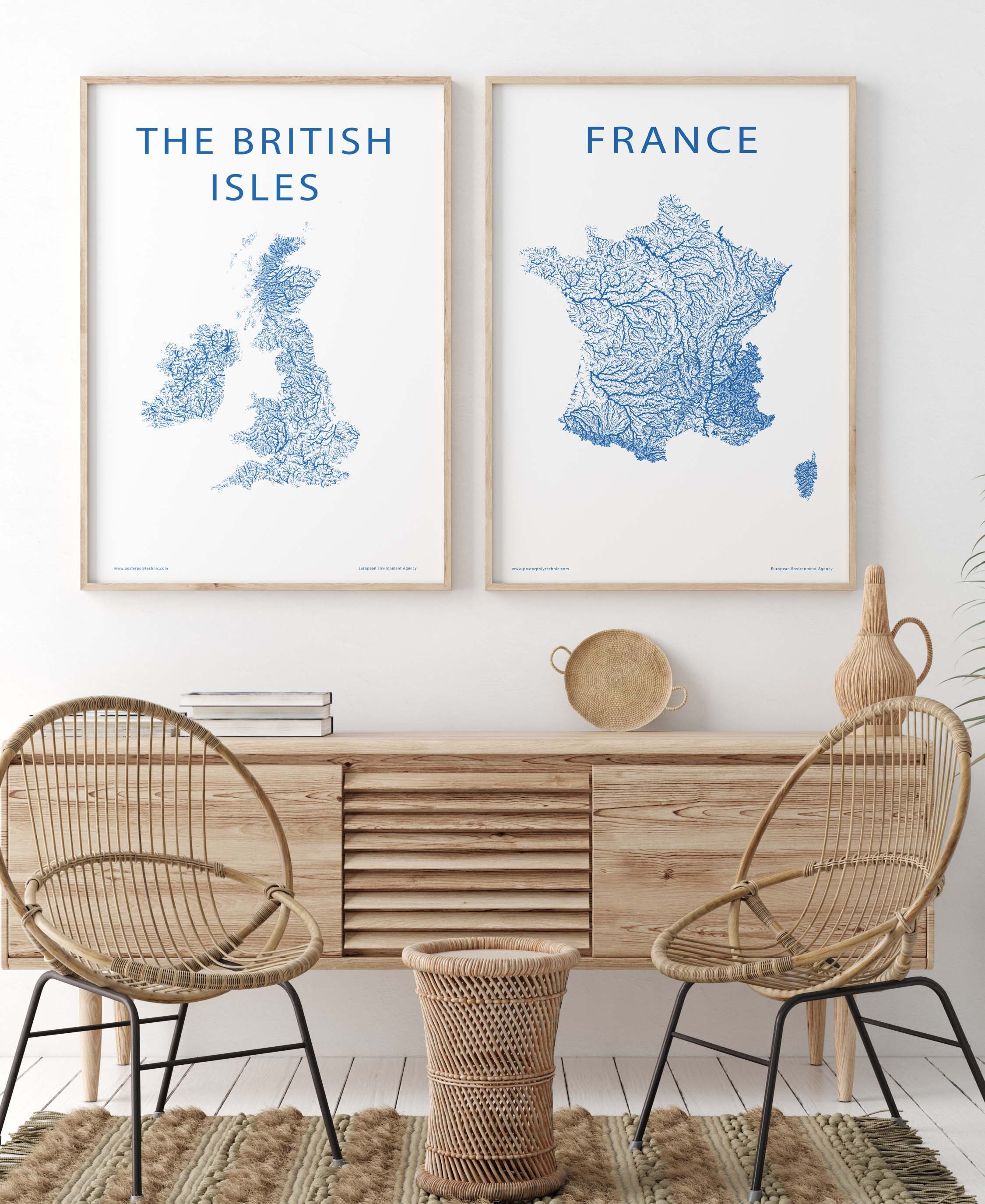 British Isles Original Poster, Hydrographic Map Poster, Great Britain ...
