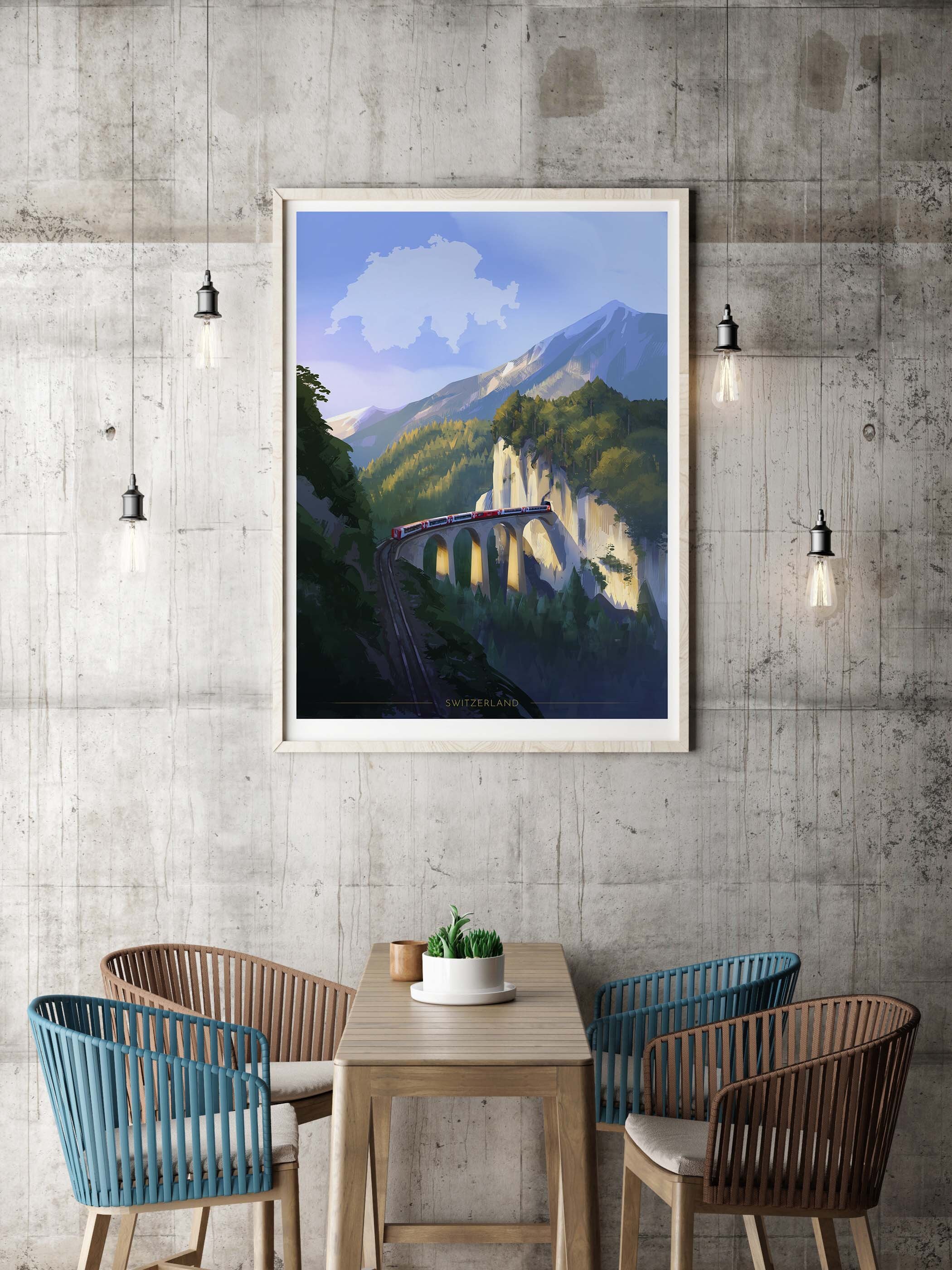 Switzerland Map Original Poster - Etsy