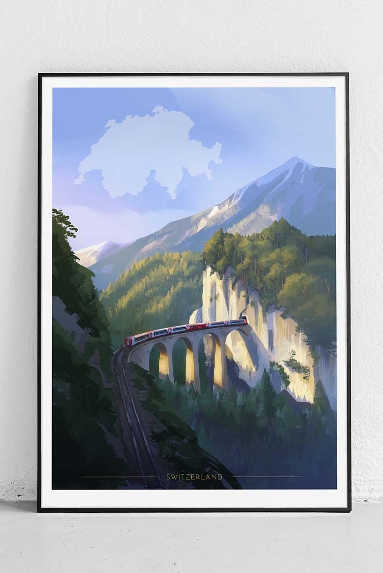 Switzerland Map Original Poster - Etsy