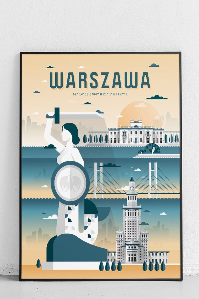 Warsaw City Poster, Warsaw Wall Art, Warschau Poster - Etsy