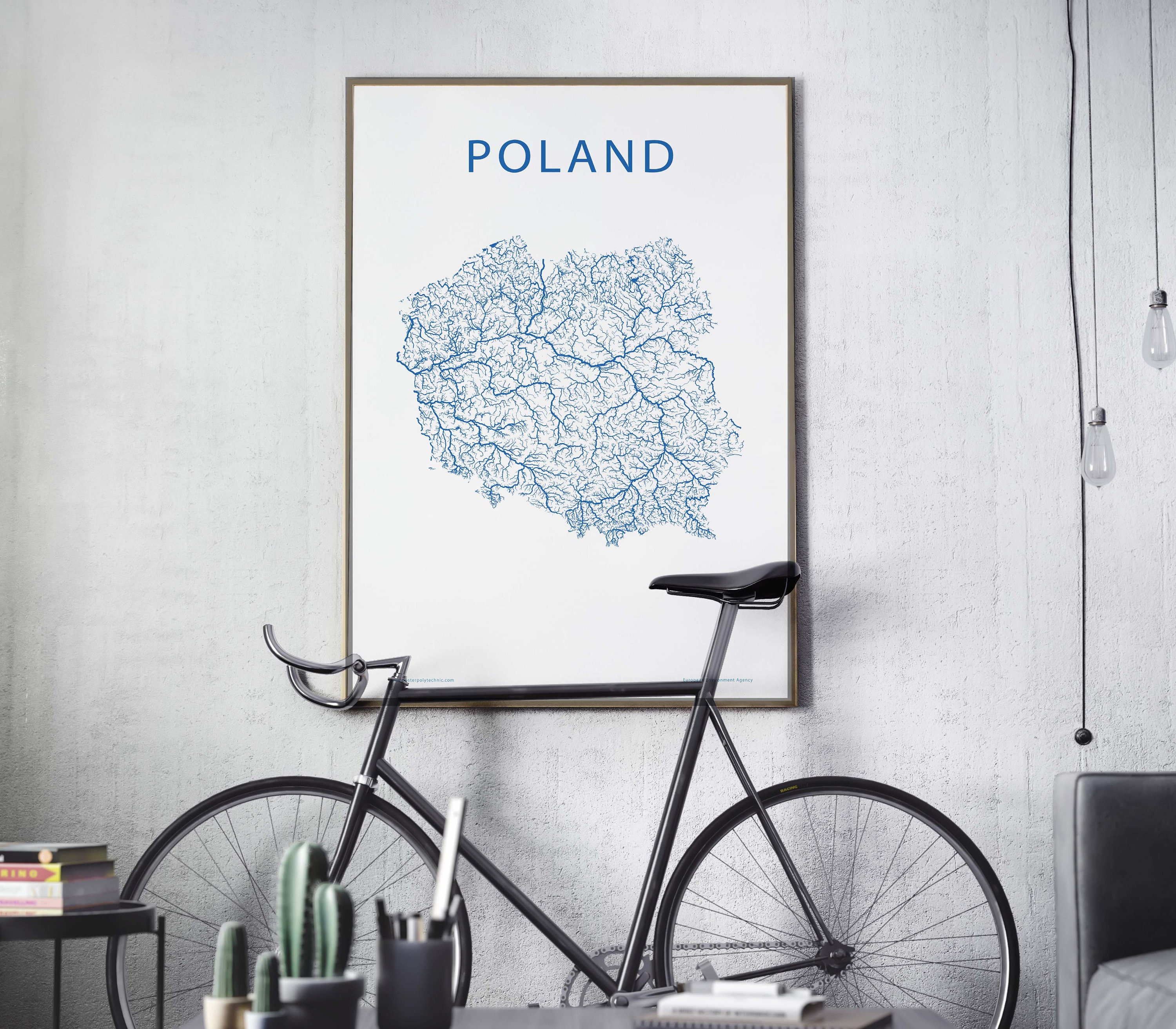 Poland Hydrographic Map Poster: Minimalist Rivers & Lakes Art - Etsy