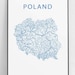 Poland Hydrographic Map Poster: Minimalist Rivers & Lakes Art - Etsy