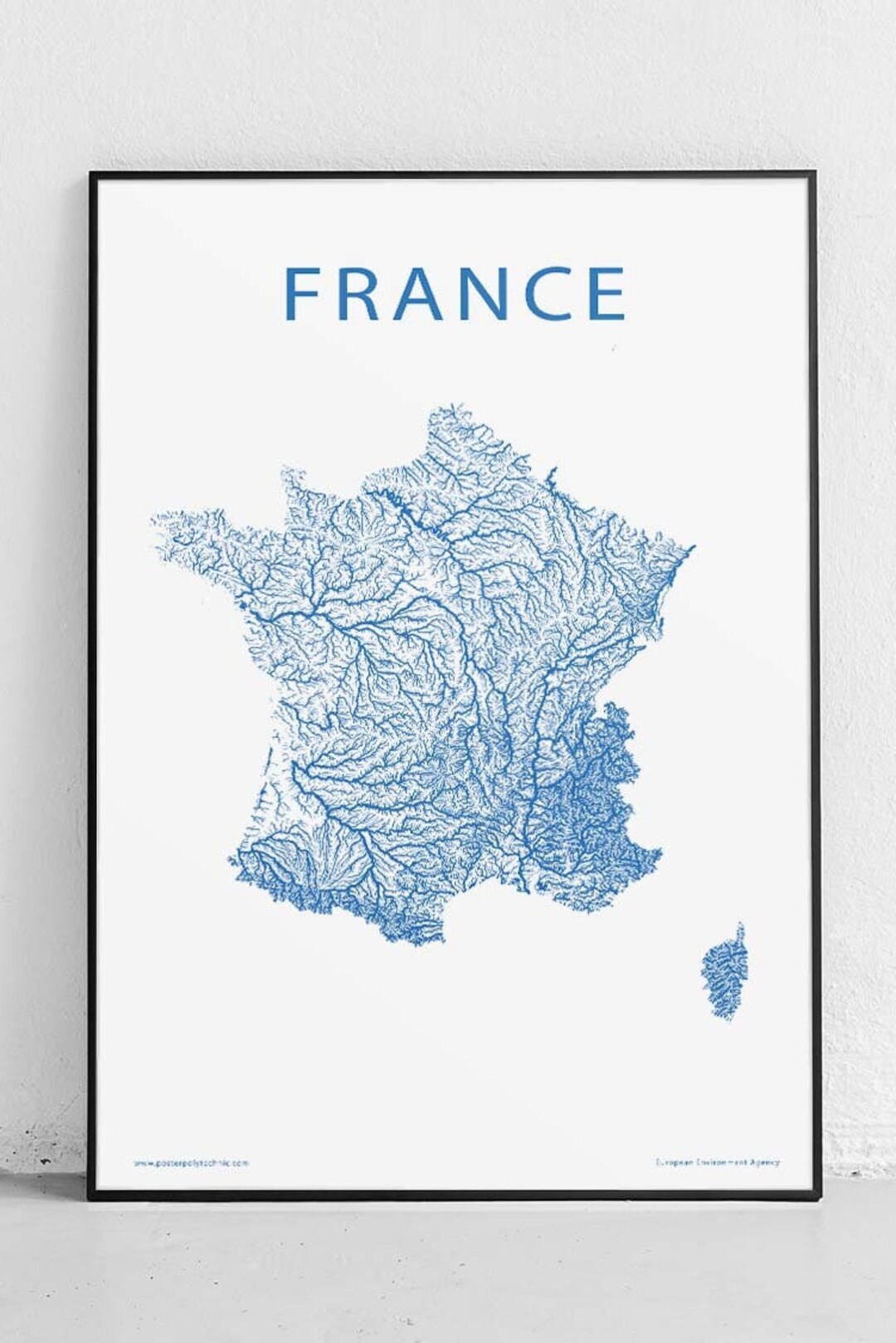 France Original Poster, Hydrographic Map Poster, France Map Poster - Etsy