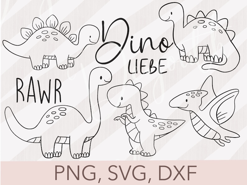 Plotterdatei Kinder Dino Set PNG/ SVG/ DXF Dinosaurier T Rex - Etsy.de