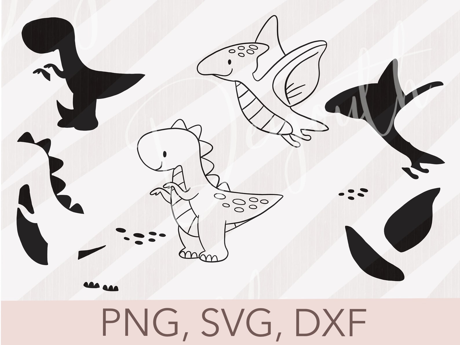 Plotter File Kids Dino Set PNG/ SVG/ DXF Dinosaur T Rex Download for Designs Digital T-shirt ...