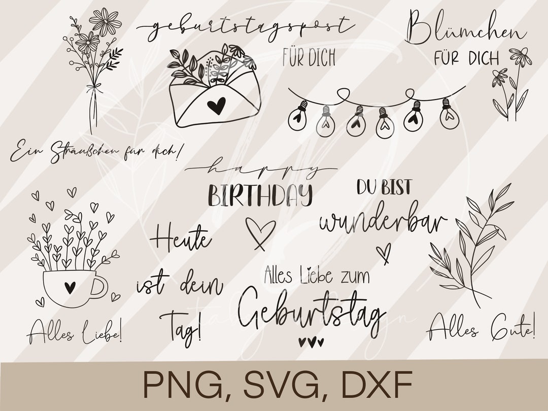 Plotterdatei Sprüche- Bundle Geburtstag 4 Cricut Silhouette plotten ...