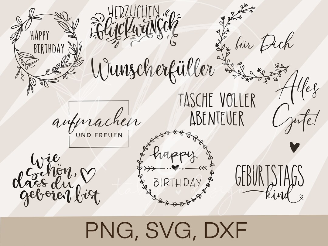 Plotterdatei Sprüche Bundle Geburtstag 2 Cricut Silhouette plotten ...