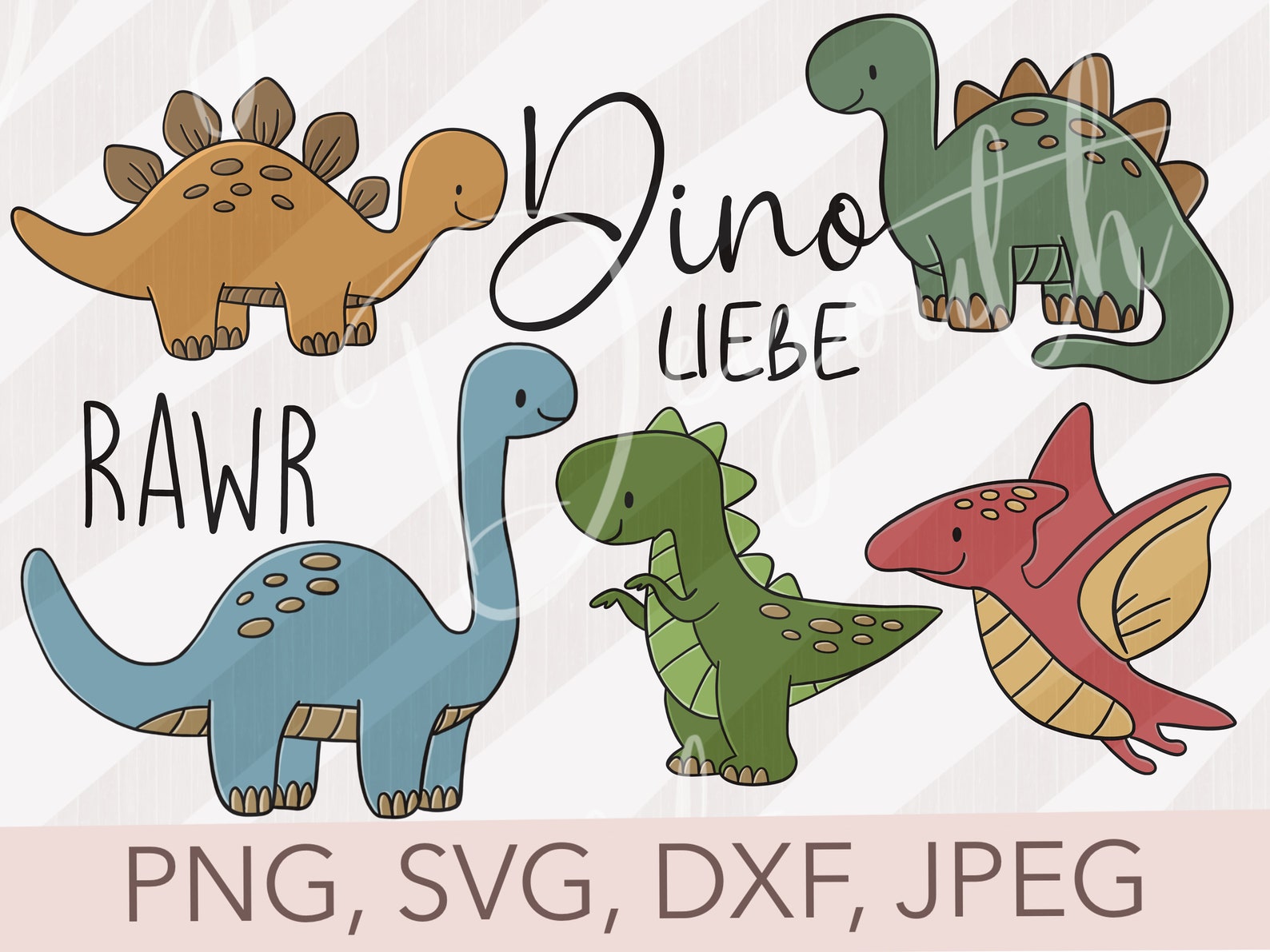 Plotter File Kids Dino Set PNG/ SVG/ DXF Dinosaur T Rex Download for Designs Digital T-shirt ...