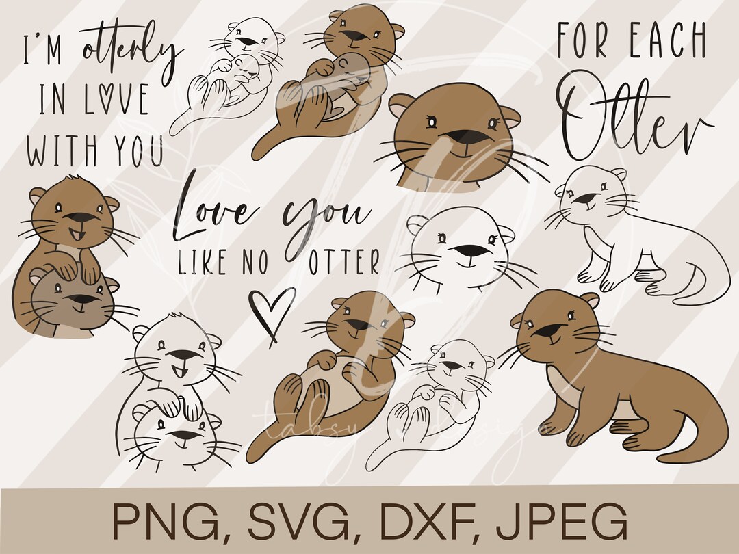 Plotter File Otter Bundle/ Kids Set-png/ SVG/ DXF Otter/ Download for ...