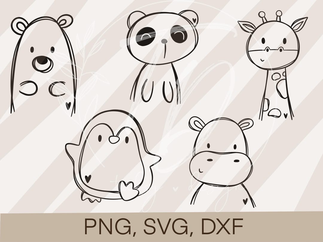 Plotter File Children Animals Set PNG/ SVG/ DXF Download for Designs ...