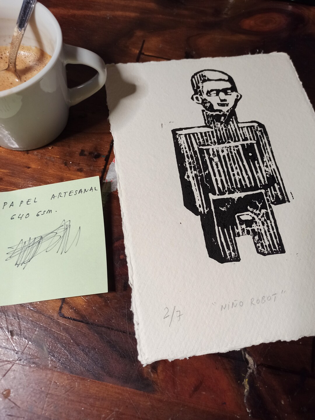 Robot Boy. Linocut. A5 - Etsy
