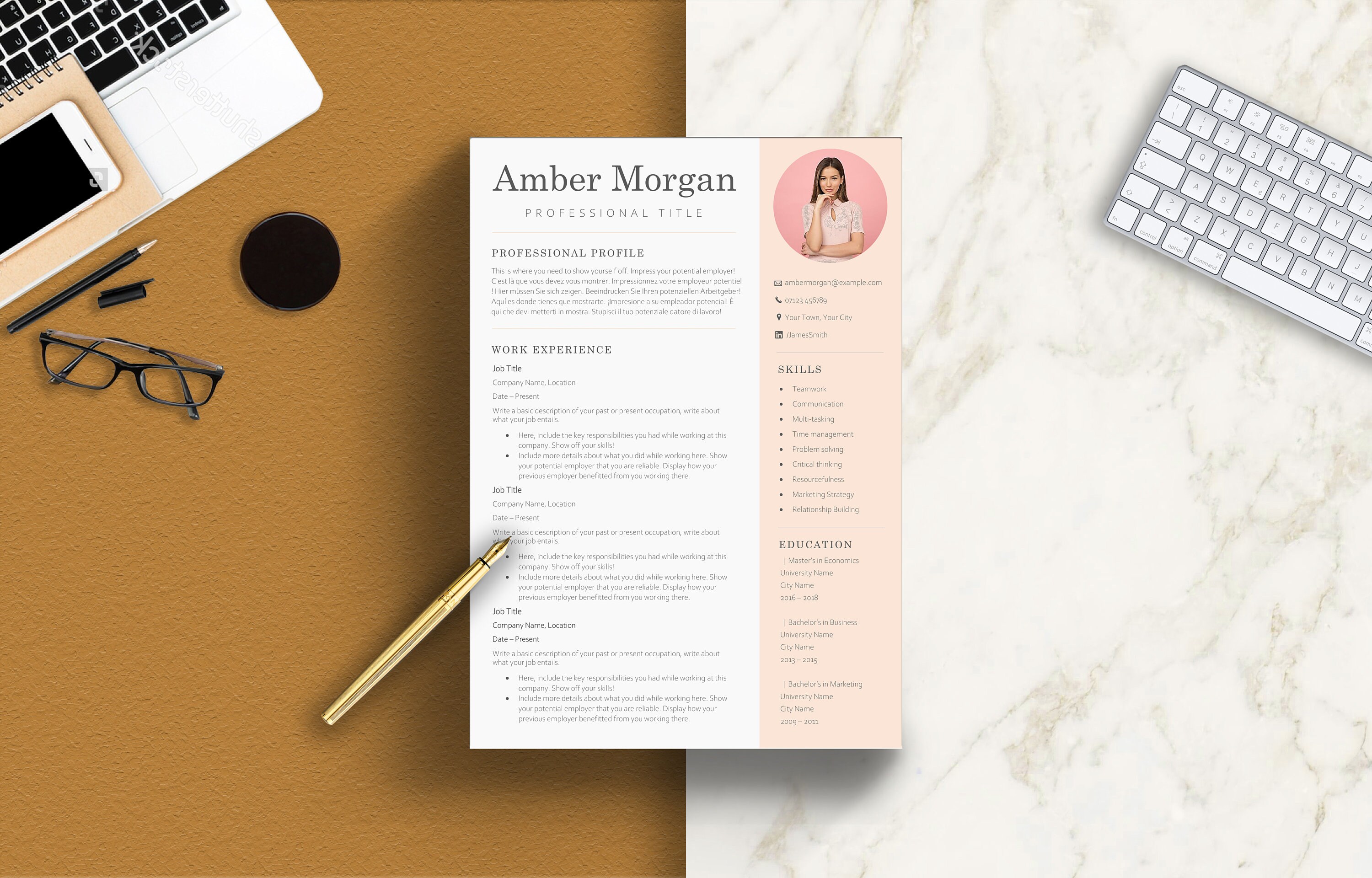 Creative Professional Resume Template With Photo, Modern Executive CV ...