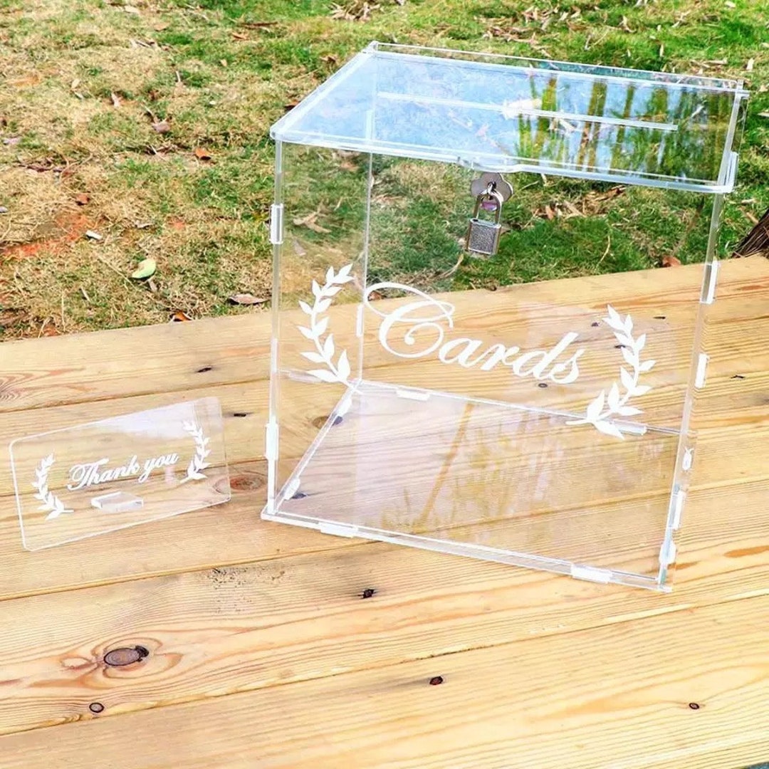 Clear Acrylic Wedding Card Box With Lock - Etsy Hong Kong