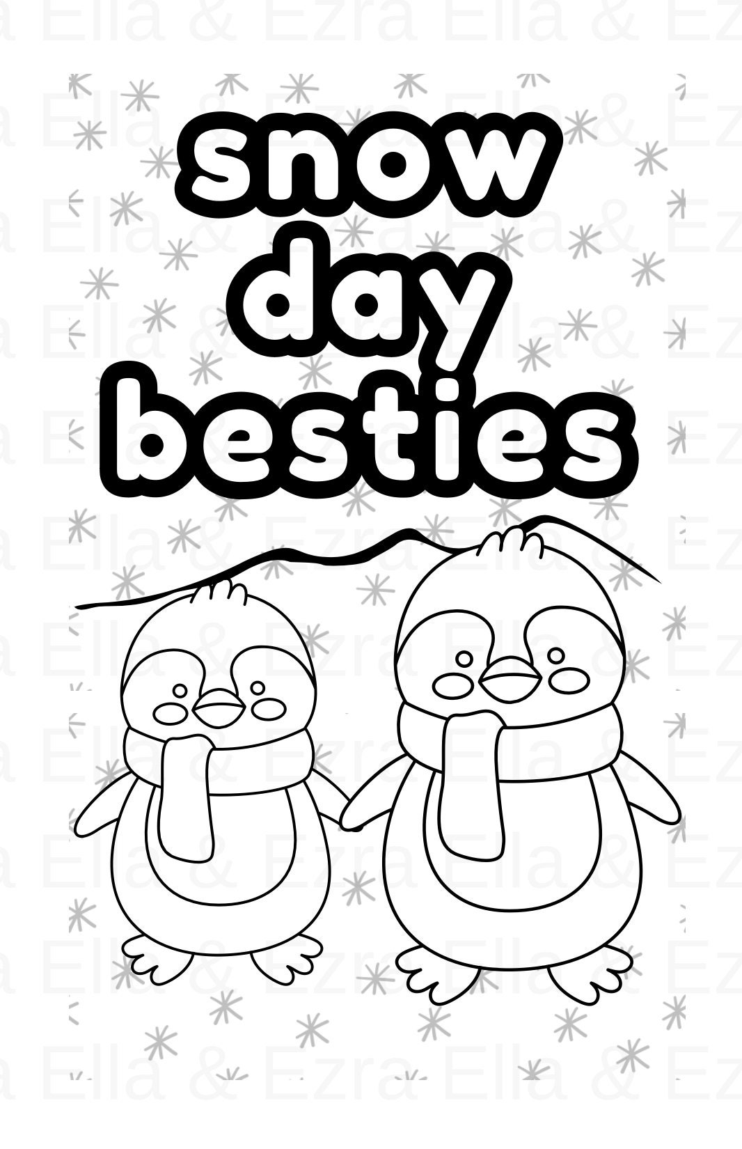 Snow Day Coloring Pages - Etsy
