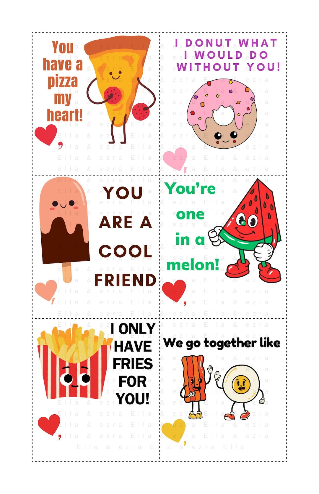Adorable Food Valentine’s Day Cards - Etsy