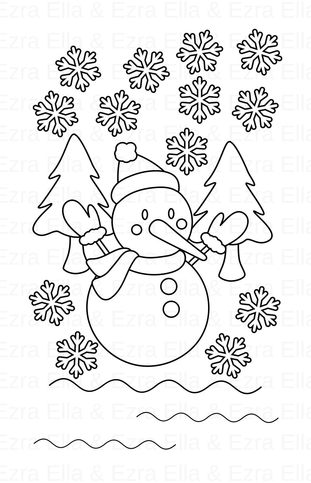 Snow Day Coloring Pages - Etsy