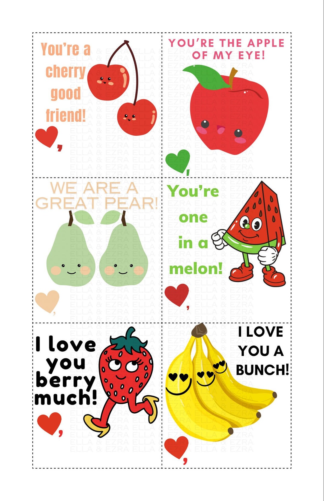 Fruit Valentine’s Day Cards - Etsy