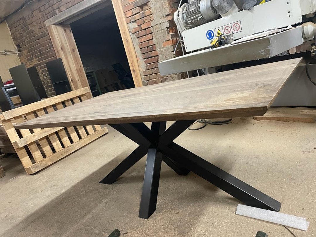Custom Made Dining Table Swiss Edge Solid Oak Wood Spider - Etsy