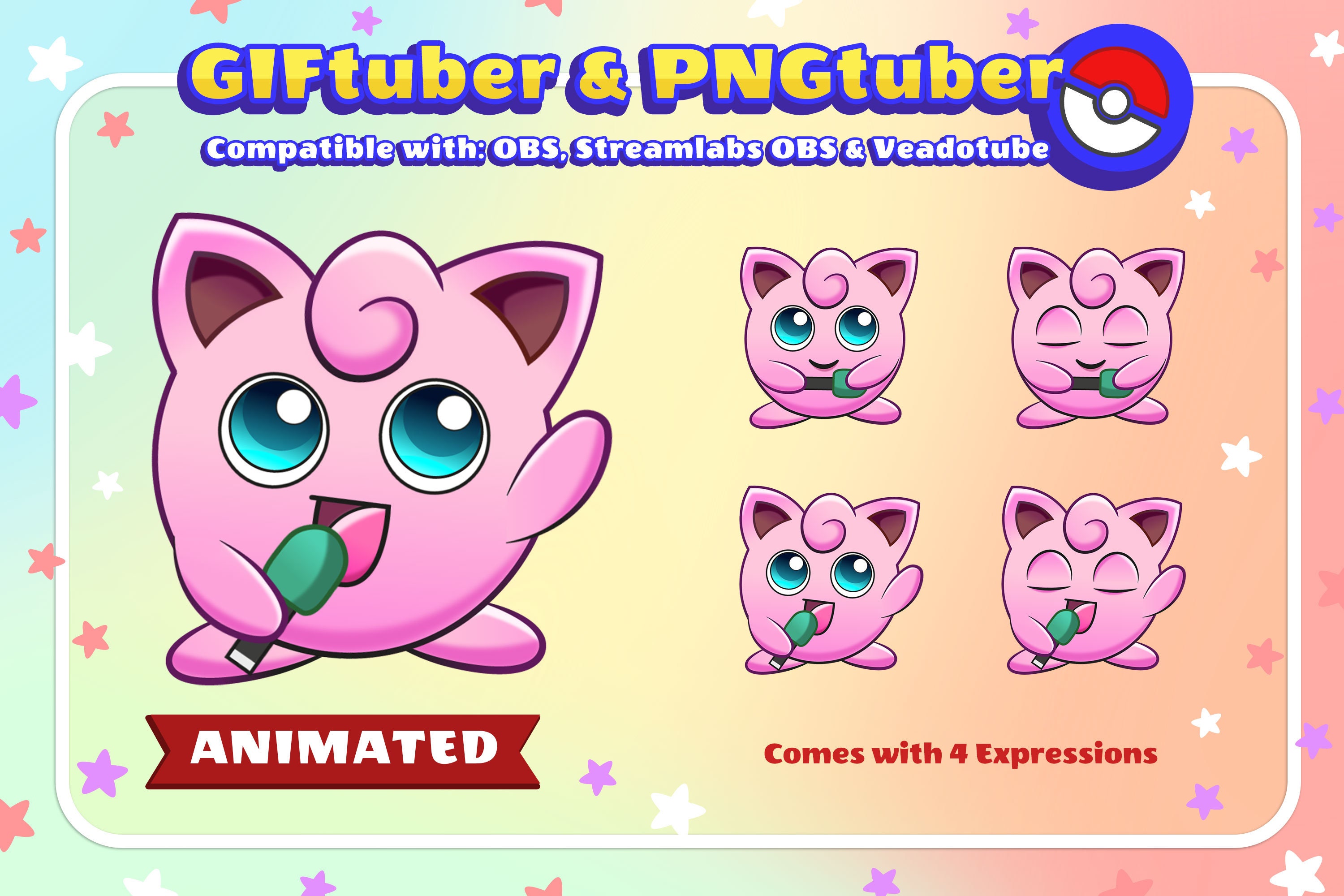 Jigglypuff Pngtuber & Giftuber | 2 Animated Gifs + 4 PNG States - Etsy