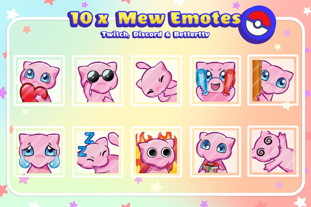 10 Mew Emotes Bundle | Pokemon Emotes for Twitch and Discord - Etsy