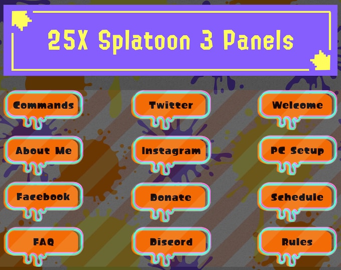 Splatoon Stream Overlay Package Animated Screens Overlays Panels Alerts ...