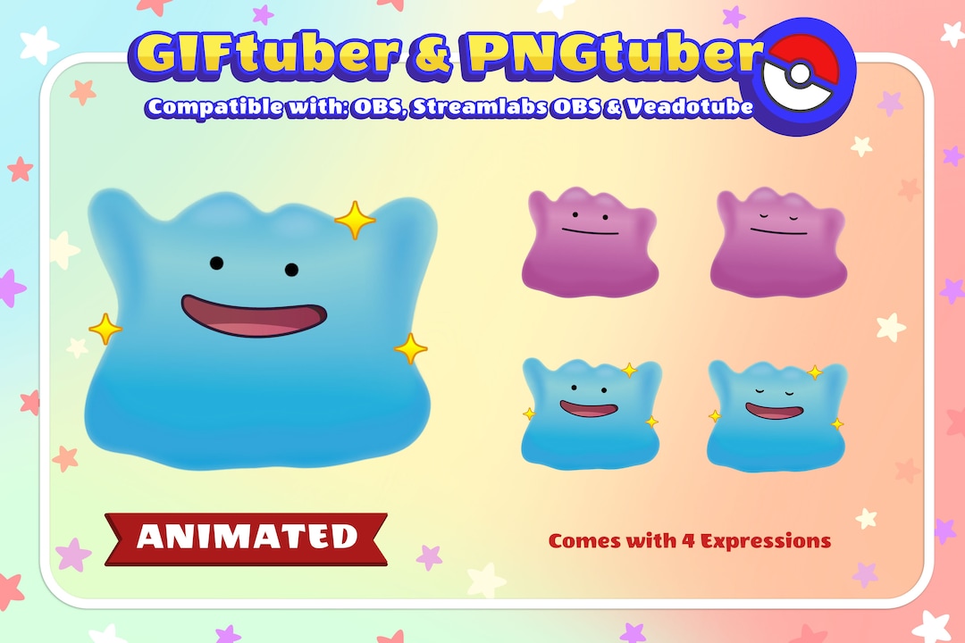 Ditto Pngtuber & Giftuber | 2 Animated Gifs + 4 PNG States - Etsy