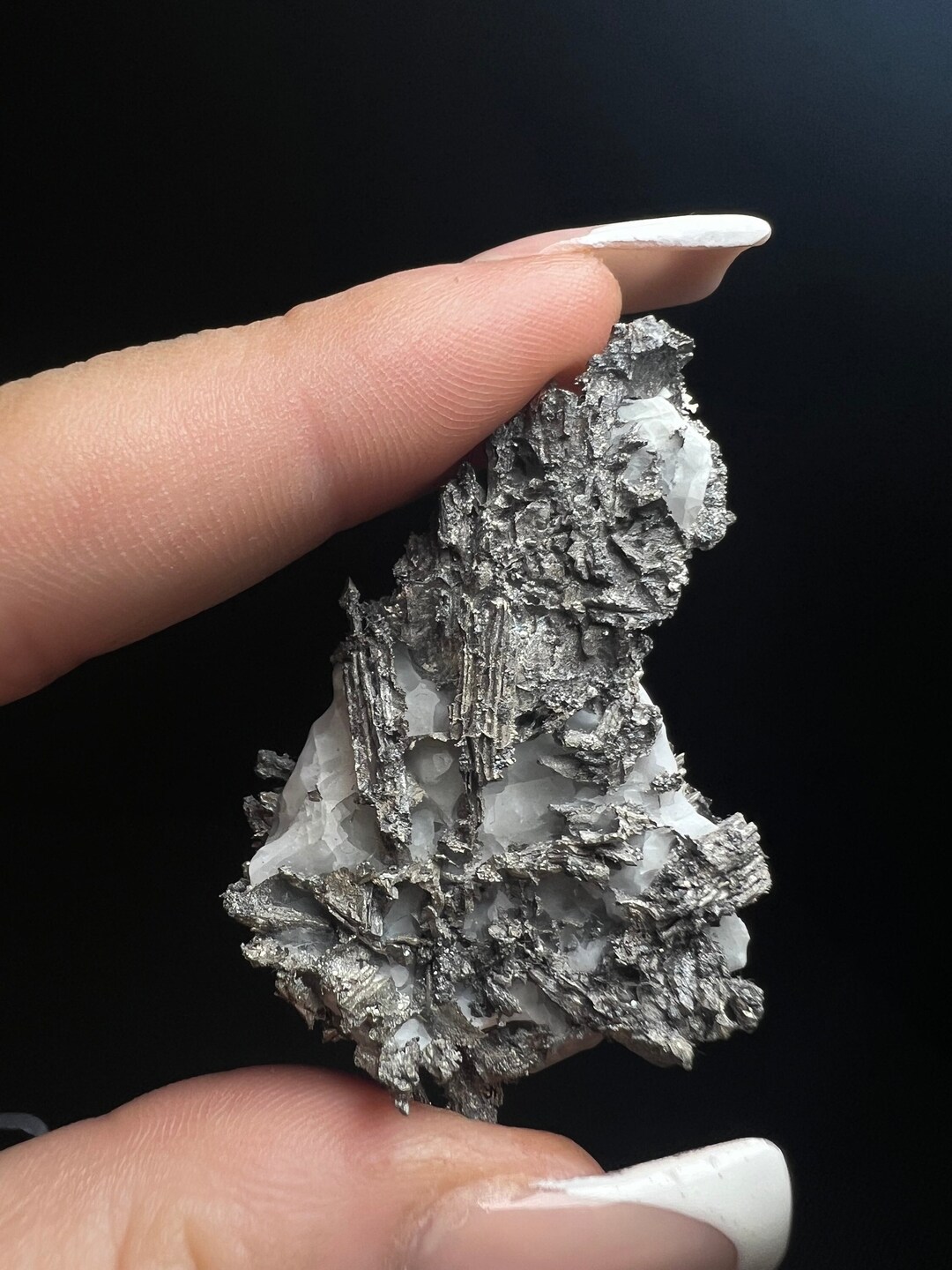 High Quality, Aesthetic, Skeletal Native Silver Formation on Calcite ...