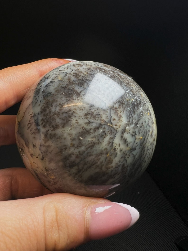Merlinite/ Dendritic Agate Sphere From Madagascar- Home Décor, Crystal ...
