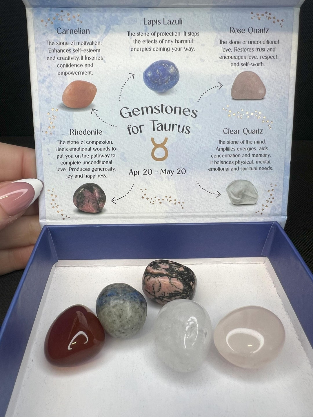 Gemstones for Taurus- Zodiac Sign, Crystal Healing, Gift (box Included ...