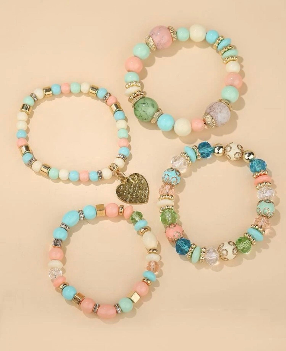 Beaded Stacked Bracelet Set, Handmade Beaded Stacked Bracelet Set ...