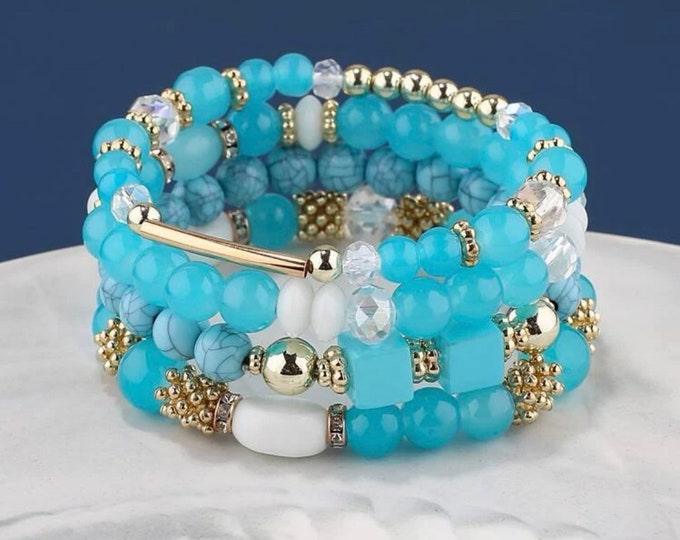 Beaded Stacked Bracelet Set, Handmade Beaded Stacked Bracelet Set ...
