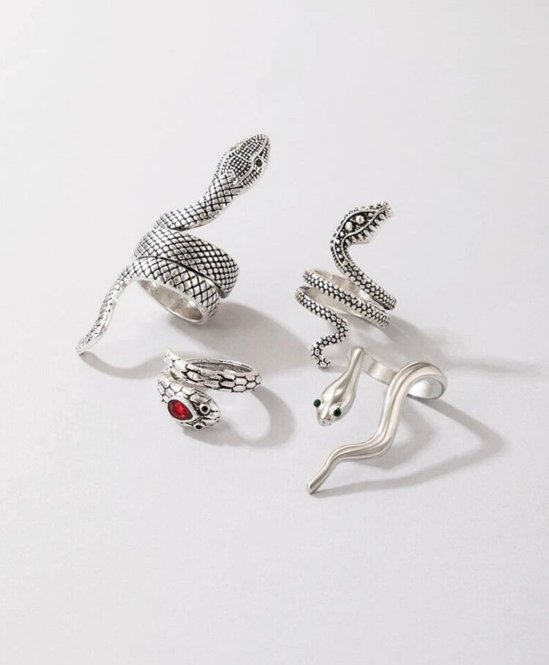 Snake Ring Set, Snake Jewelry, Wrap Ring, Snake Rings for Women, Gift ...