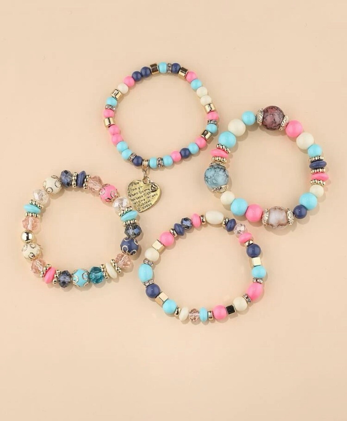 Beaded Stacked Bracelet Set, Handmade Beaded Stacked Bracelet Set ...