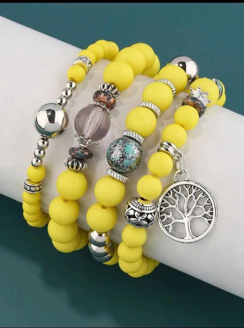 Beaded Stacked Bracelet Set, Handmade Beaded Stacked Bracelet Set ...