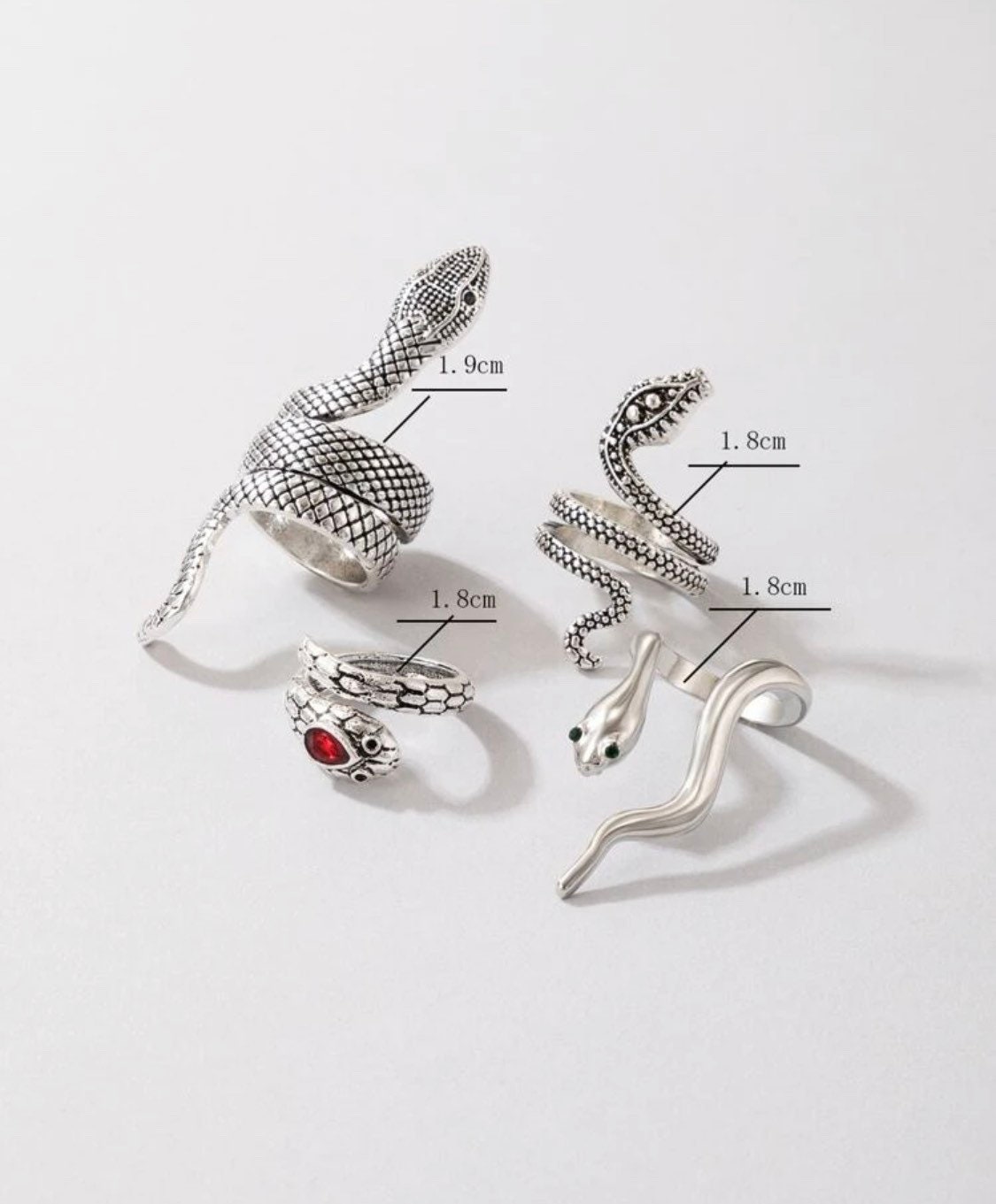 Snake Ring Set, Snake Jewelry, Wrap Ring, Snake Rings for Women, Gift ...