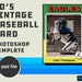 70's Style Vintage Baseball Card Template Retro Vintage Style 1970's ...
